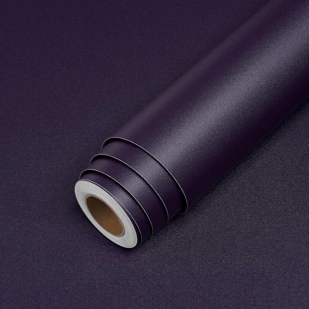 Solid Dark Purple Textured Contact Paper Peel and Stick Wallpaper Roll ...