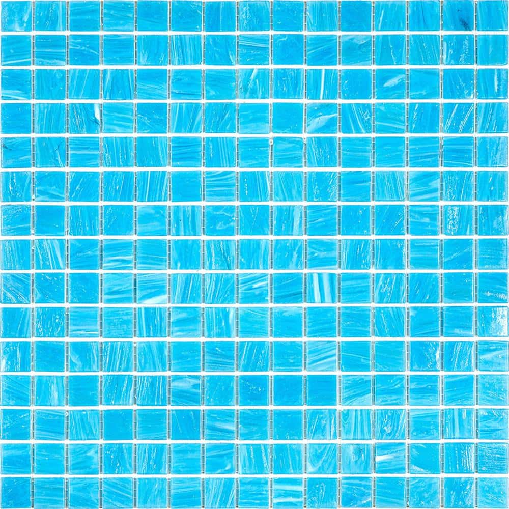 Apollo Tile Celestial Glossy Sky Blue 12 in. x 12 in. Glass Mosaic Wall ...