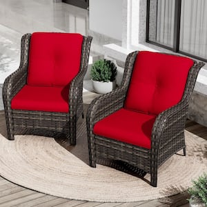 Gardenbee Ergonomic Arm 2-Piece Patio Wicker Outdoor Lounge Chair with ...