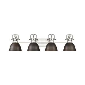 Golden Lighting Duncan 8.25 in. 4-Light Pewter Vanity Light with Green ...