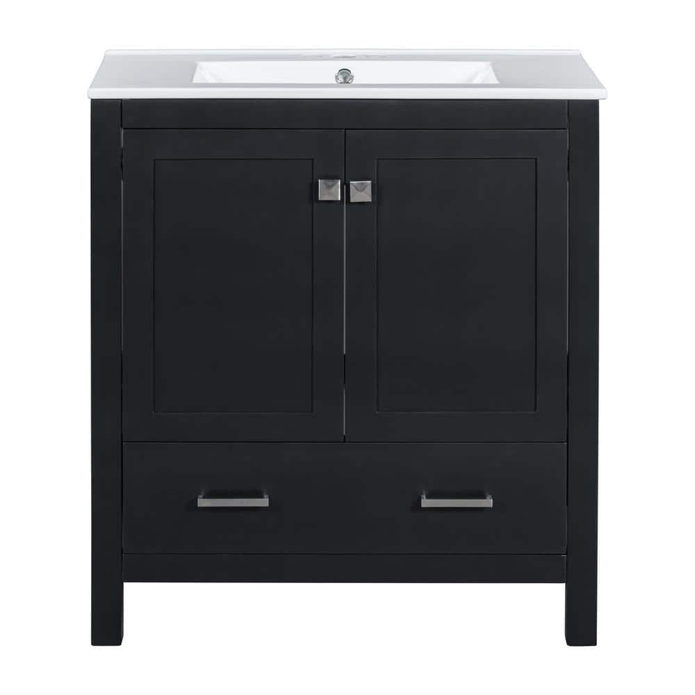 GDFSTUDIO Zolaris 30 in. Modern Freestanding Black Bath Vanity with ...