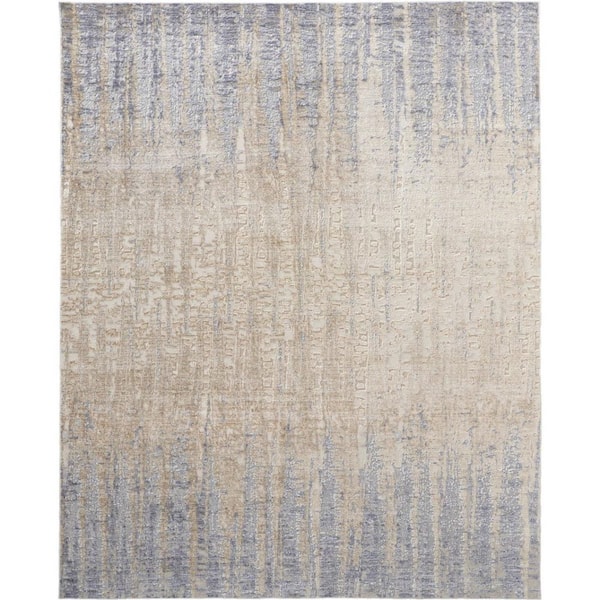 HomeRoots 3 ft. x 5 ft. Ivory, Tan, Blue Ombre Area Rug 2000567315 ...