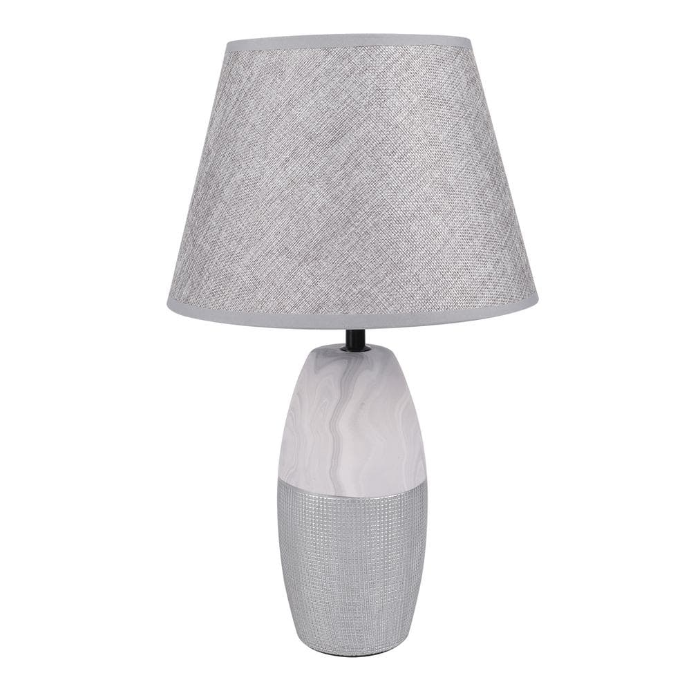 LamQee 18 in. Gray Ceramic Table Lamp Desk Lamp with Shade 08FTL0002AGY ...