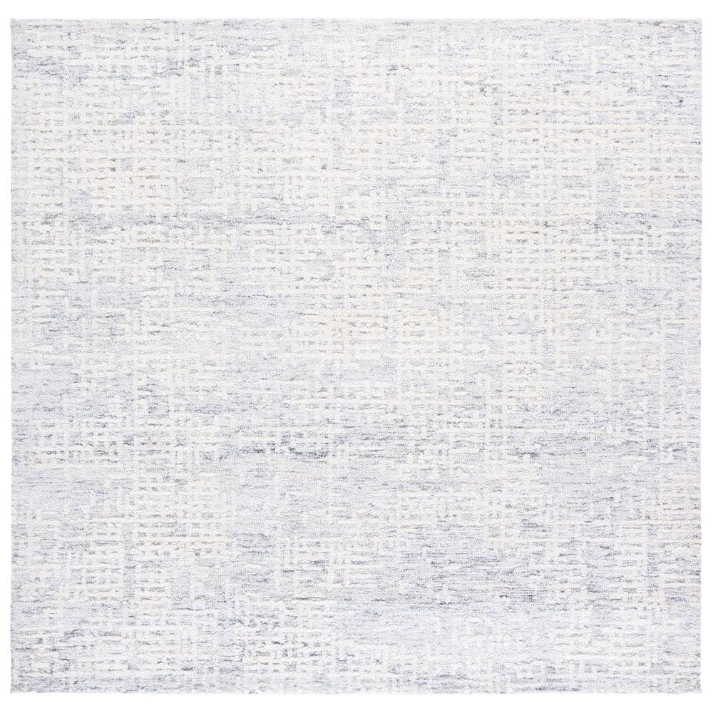 SAFAVIEH Ebony 6 ft. x 6 ft. Silver/Ivory Distressed Abstract Square ...