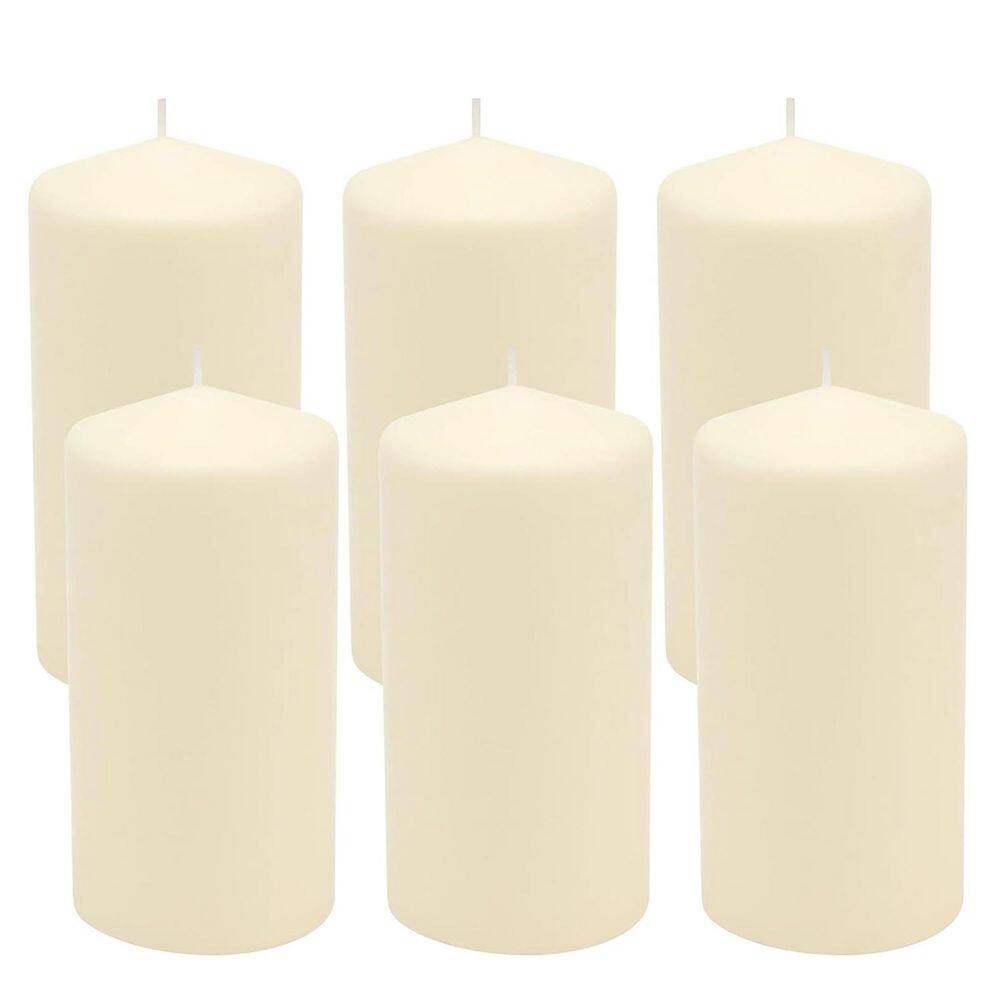 White Unscented Paraffin Single Wick Pillar Candles 6-Pack Z0843J5NPR ...