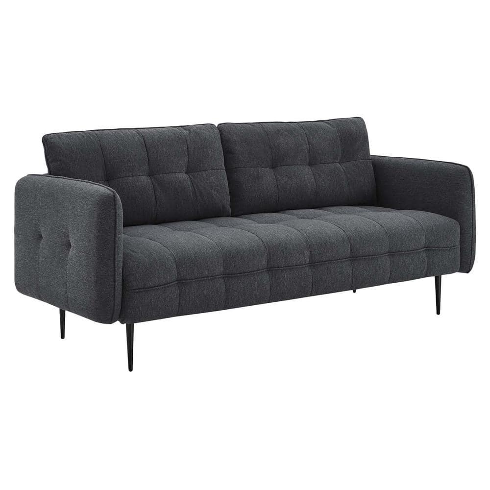 MODWAY Cameron 75 in. Charcoal Polyester 4-Seat Sofa with Biscuit ...
