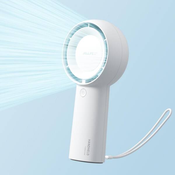 JISULIFE 6.6 in. 5 Speeds Handheld Fan in White with USB Rechargeable ...