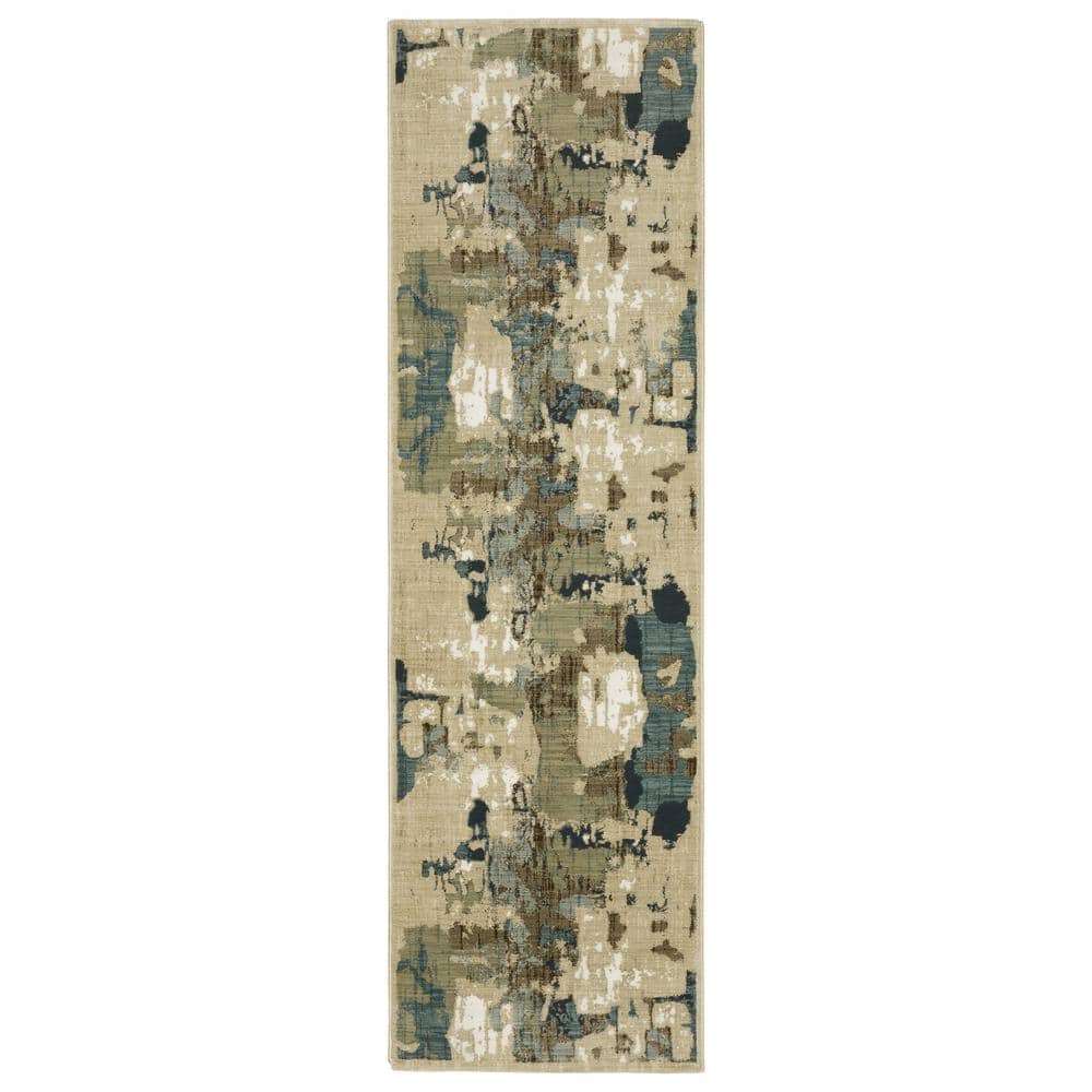 AVERLEY HOME Ross Beige/Multi 2 ft. x 8 ft. Abstract Distressed ...