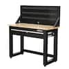 Husky 48 in. W x 20 in. D 1-Drawer Black Workbench with Pegboard and ...