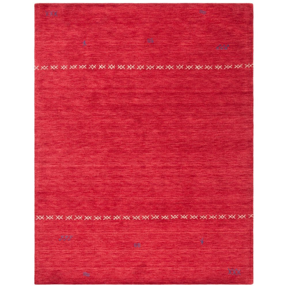 SAFAVIEH Himalaya Red 8 ft. x 10 ft. Solid Color Striped Area Rug ...