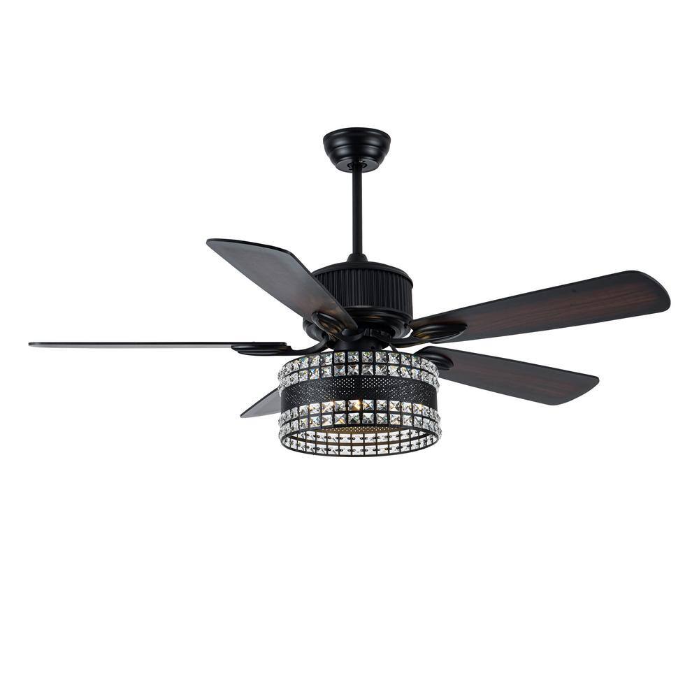 Oaks Aura Herman 52 in. Indoor Matte Black Modern Glam Crystal Ceiling ...