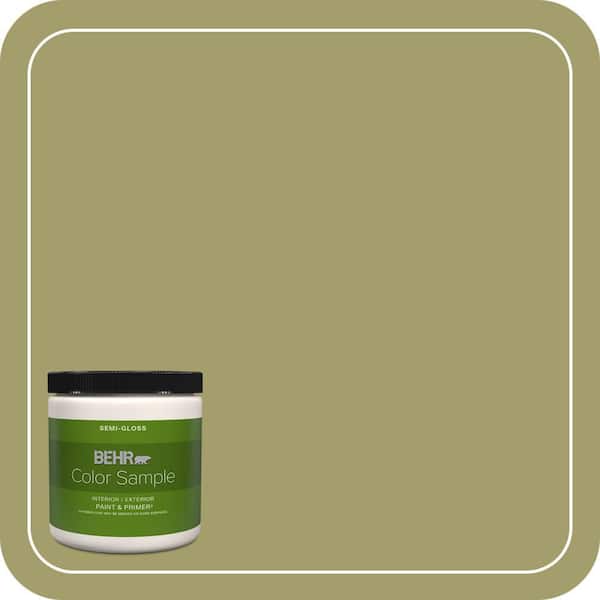 BEHR PREMIUM PLUS 8 oz. #S340-5 Farm Fresh Semi-Gloss Interior/Exterior ...