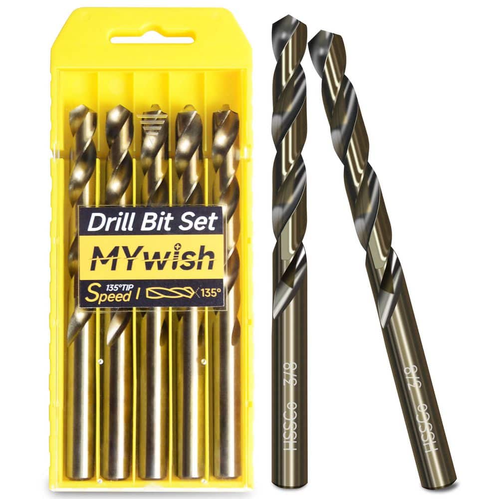 MYWISH 3/8 in. M35 Cobalt High Speed Steel Twist Drill Bit (5-Piece) SF ...