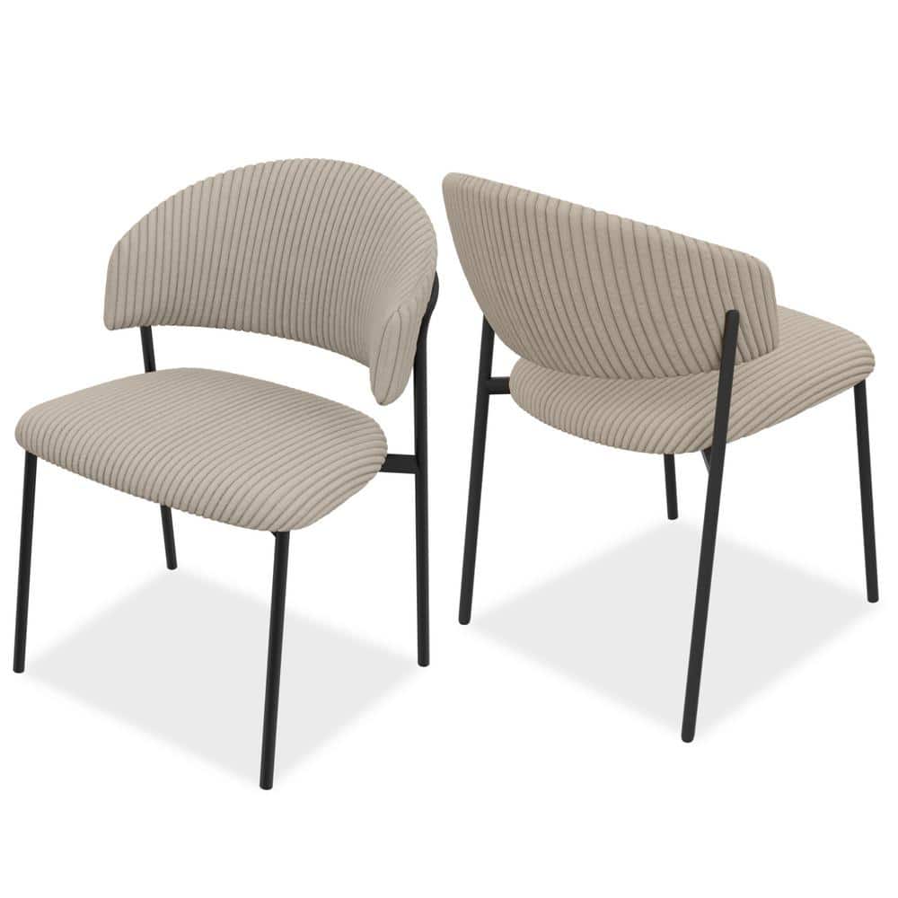 GOJANE Gray Corduroy Upholstered Dining Chairs with Metal Legs(Set of 2 ...