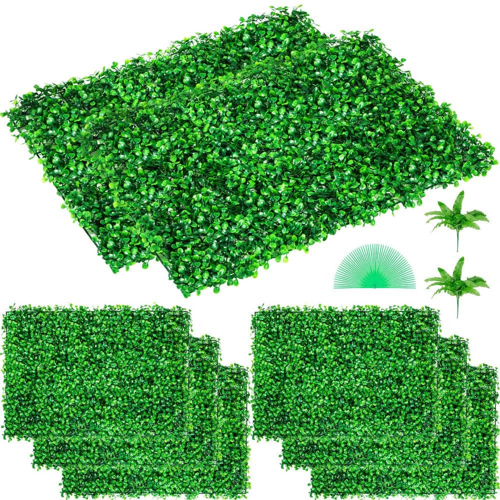SVOPES Artificial Boxwood Panel Set 8-Piece 24 x 16 in. Garden Fence 4 ...