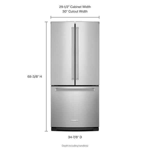 KitchenAid 20 cu. ft. French Door Refrigerator in Stainless Steel with Interior Water Dispenser ...