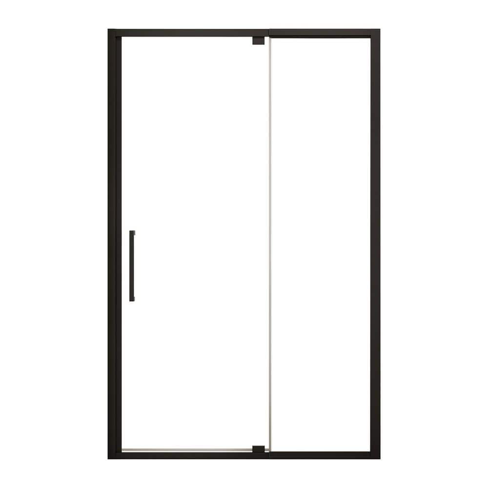 TCYO 48 in. W x 76 in. H Pivot Framed Shower Door in Matte Black Finish ...