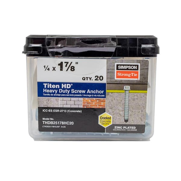 Simpson Strong-Tie Titen HD 1/4 in. x 1-7/8 in. Zinc-Plated Heavy-Duty ...