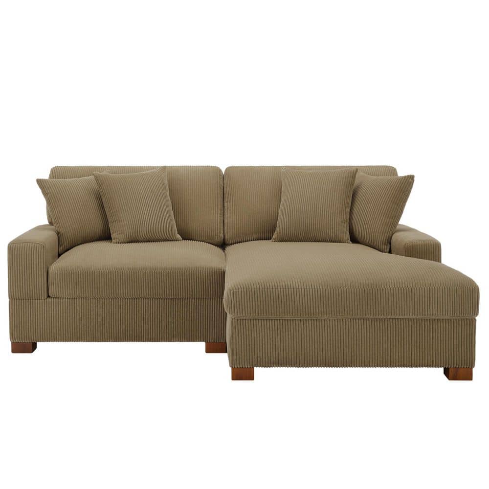 Uixe 83.4 in. W Square Arm 2-Piece Corduroy Fabric L-Shaped Modern ...