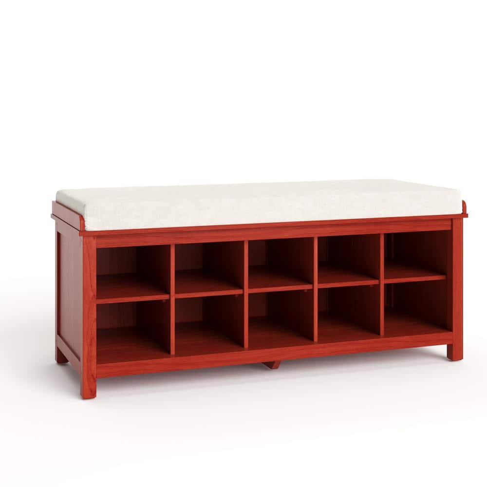 John Louis Home 44 in W x 20 in H Red Mahogany Solid Wood 10 Pair Shoe ...