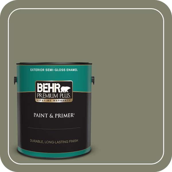 BEHR PREMIUM PLUS 1 gal. #PPU10-18 Lizard Green Semi-Gloss Enamel ...