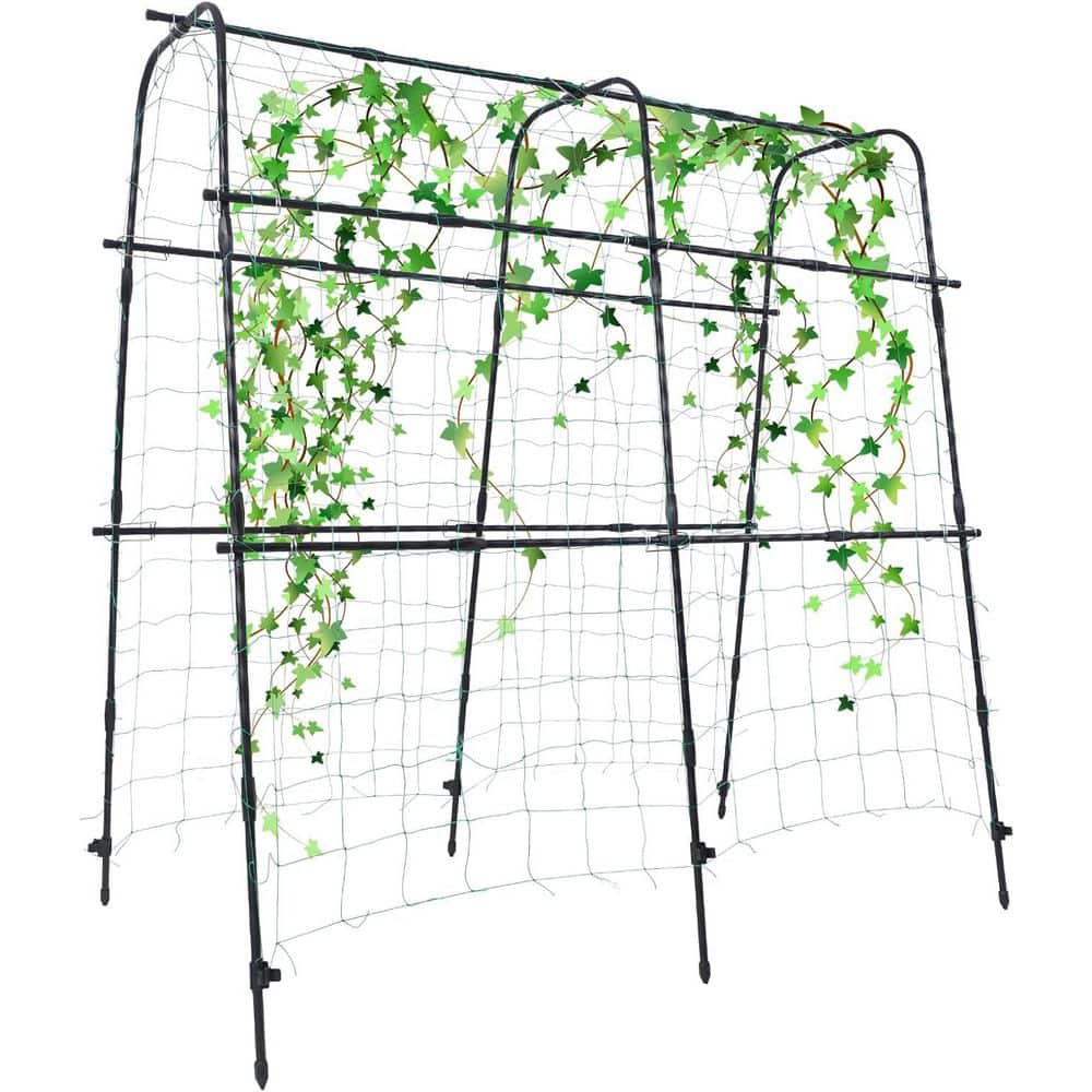 FAWEY TRED INC 5. 3 ft. Black PE Coated Stainless Steel Garden Trellis ...