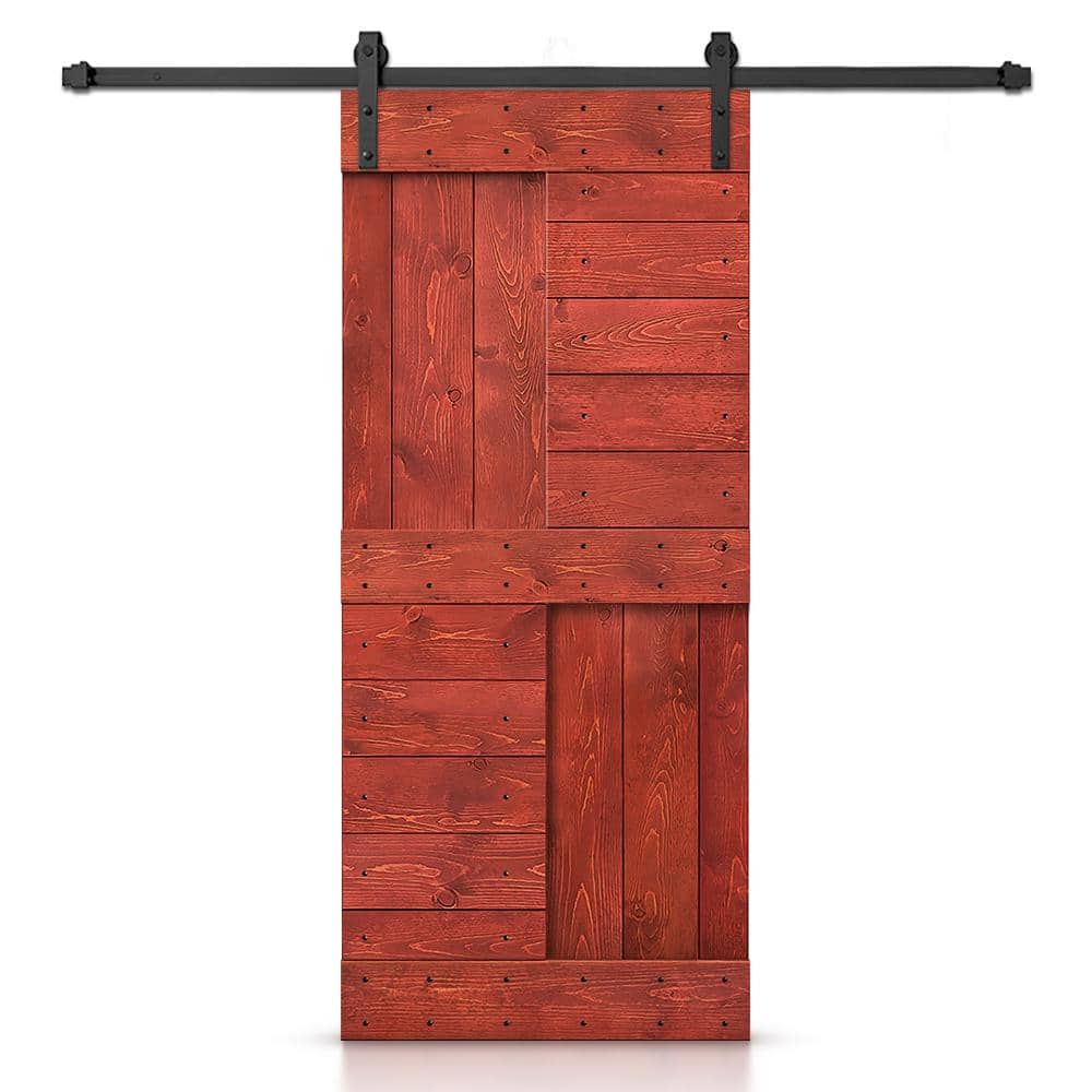 CALHOME 38 in. x 84 in. Cherry Red Stained DIY Knotty Pine Wood ...