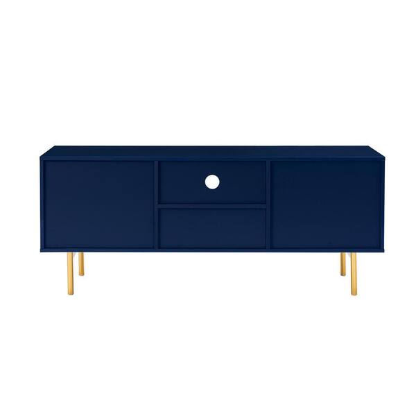 JAYDEN CREATION Idacio 57.7 in. Navy TV Stand for TVs Up To 57.7 in ...