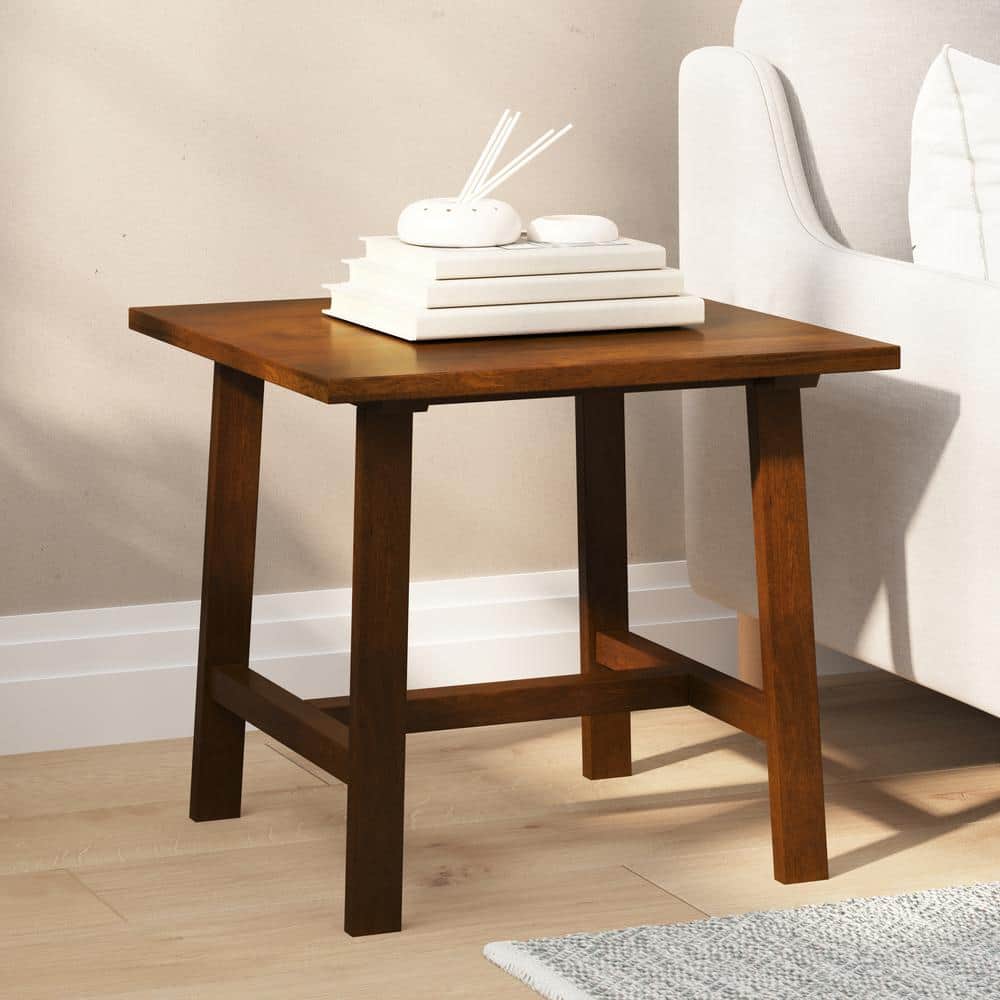 TAYLOR + LOGAN 22 in. Walnut Square Wood End Table EN-527725-TAYLH ...