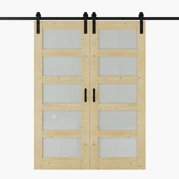 ARK DESIGN 72 in. x 80 in. 5-Lite Frosted Glass Unfinished Glass ...