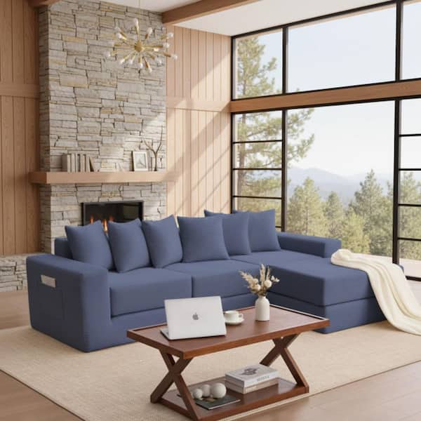Homy Casa ZOSO 102 in. Square Arm 2-Piece Corduroy Modular Sofa with ...