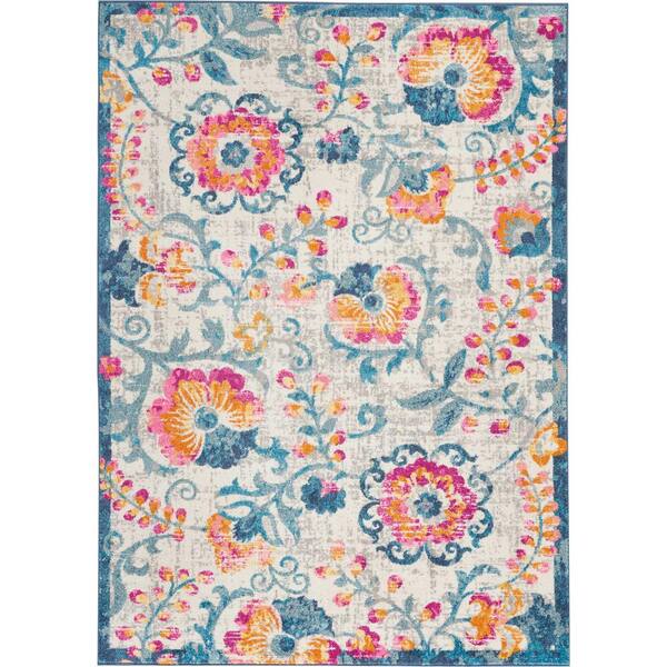 Nourison Passion Ivory 5 ft. x 7 ft. Floral Transitional Area Rug ...