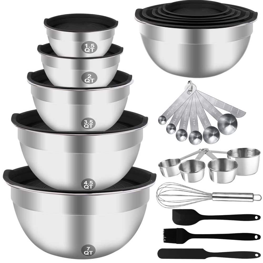 LAIFUCAM Stainless Steel Mixing Bowls Set with Lids 25-Pieces, Nesting ...