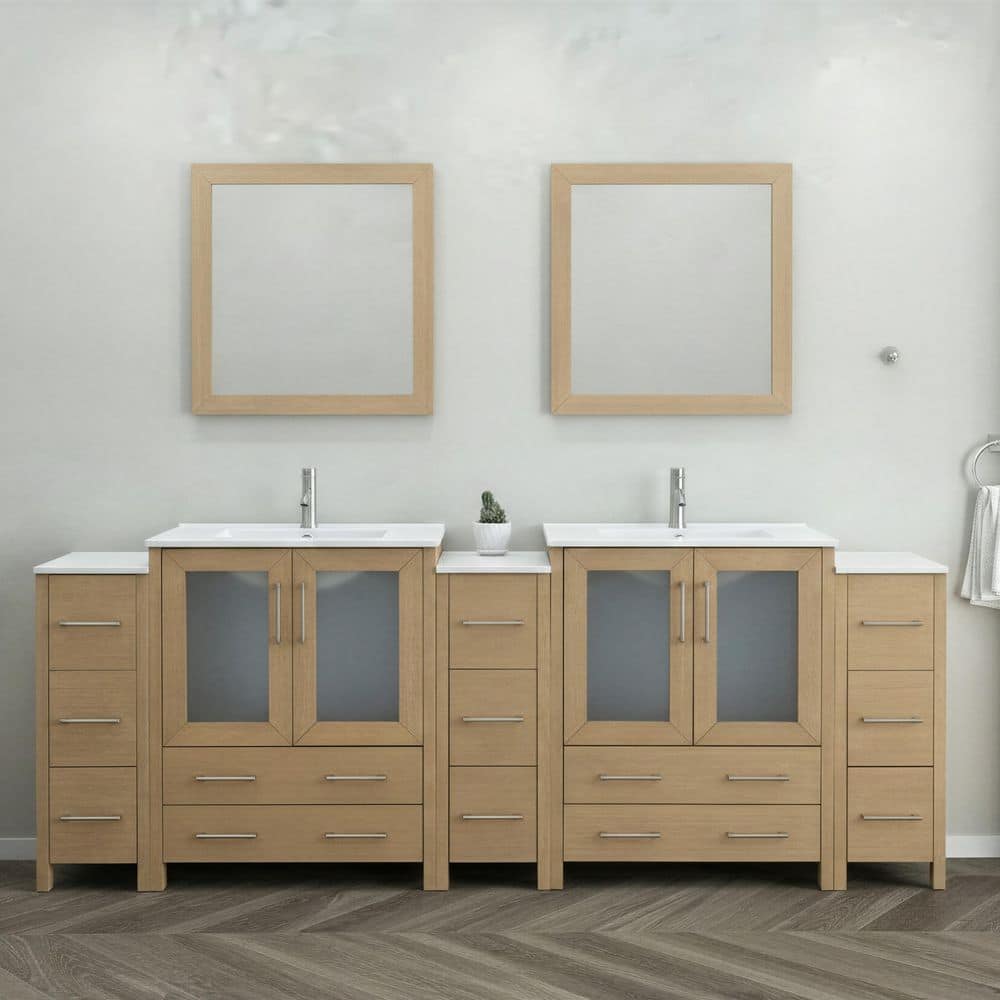 Reviews for Vanity Art Brescia 96 in. Single Sink Freestanding Natural ...