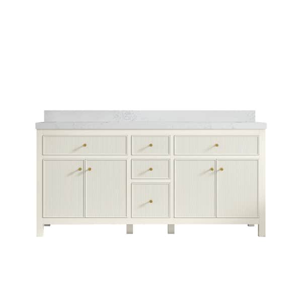 Willow Collections Sonoma 72 in. Double Sink Freestanding Alabaster ...