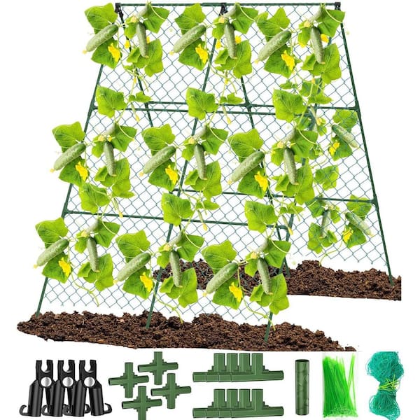 Oyezvary 35 x 50 Foldable Plastic Coated Metal A-Frame Cucumber Trellis ...