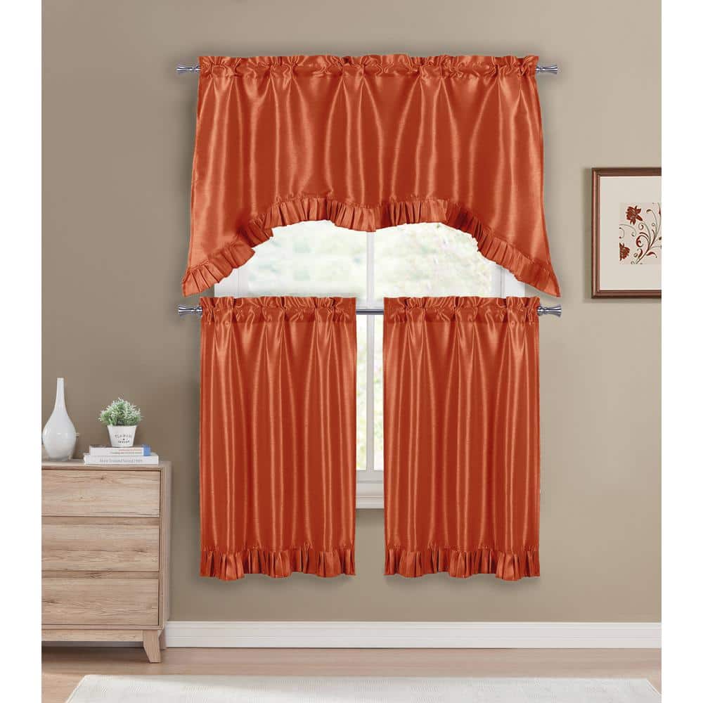 Duck River Bella Rust Room Darkening Kitchen Curtain Set - 55 in. W x ...