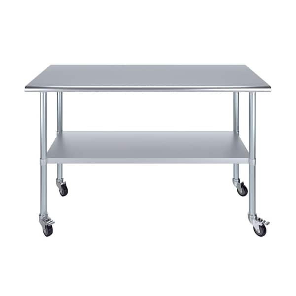 Metal Work Tables With Wheels Vevor Prep Table 24" X 60" X 40"