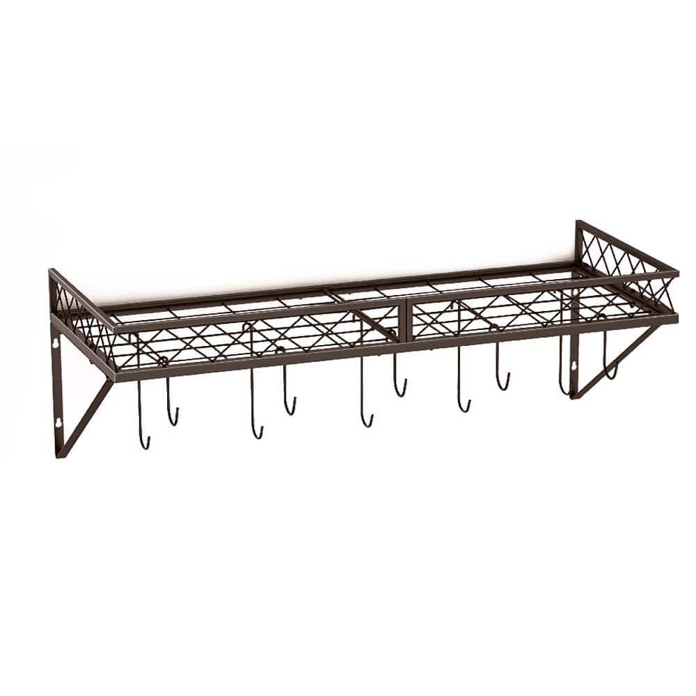 AULEDIO 27 in. Bronze Wall Mounted Kitchen Pot Rack with 10-Hooks CF ...