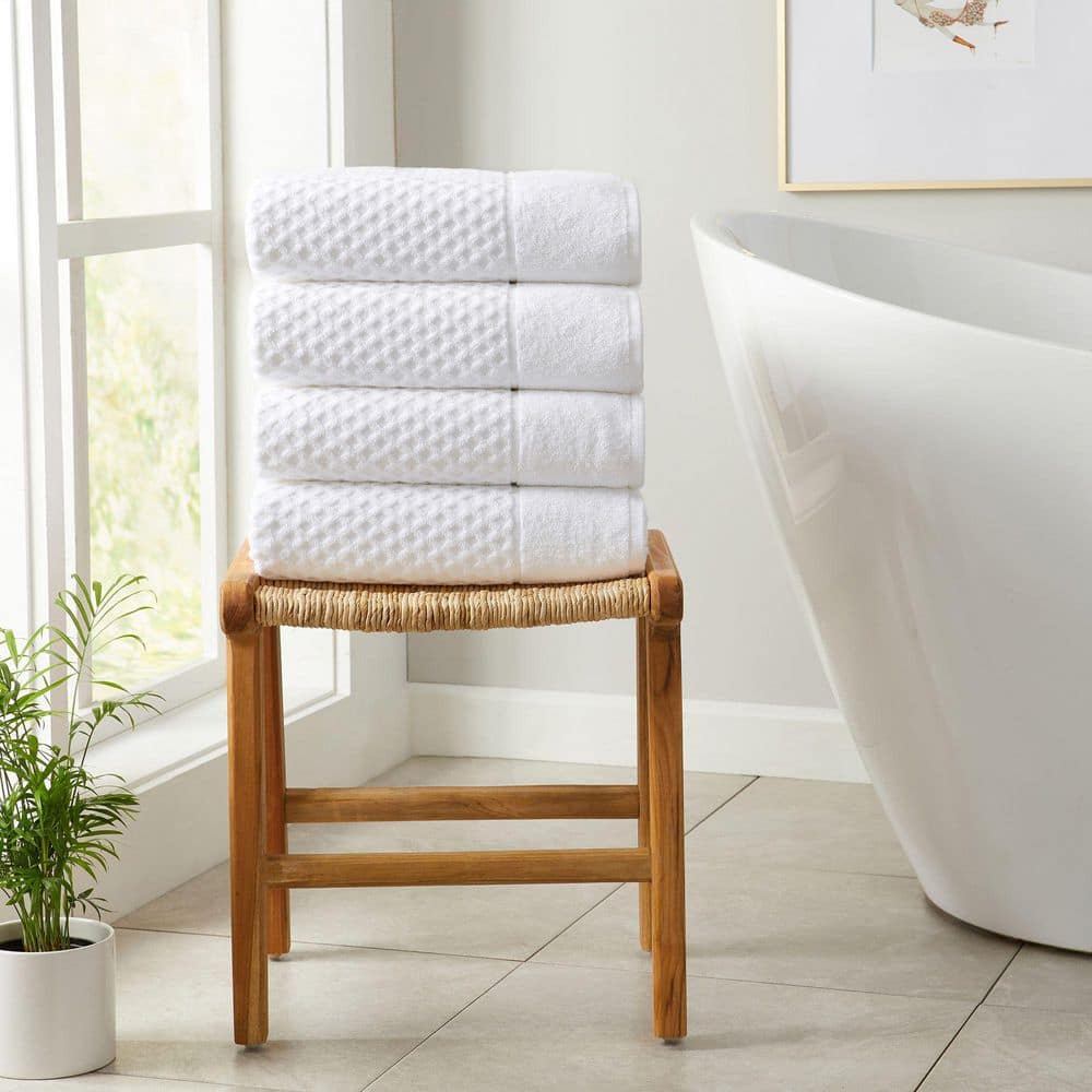 FRESHFOLDS Optic White Ultra-Soft 100% Cotton Diamond Waffle 4-Pack ...