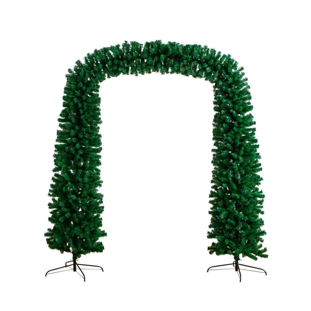 Nearly Natural 8 ft. Pre-Lit Holiday Green Pine Archway Artificial ...