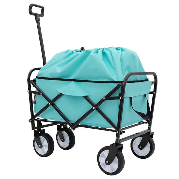 Otryad 9.74 cu. ft. Light Blue Fabric Expandable Garden Cart, Heavy ...