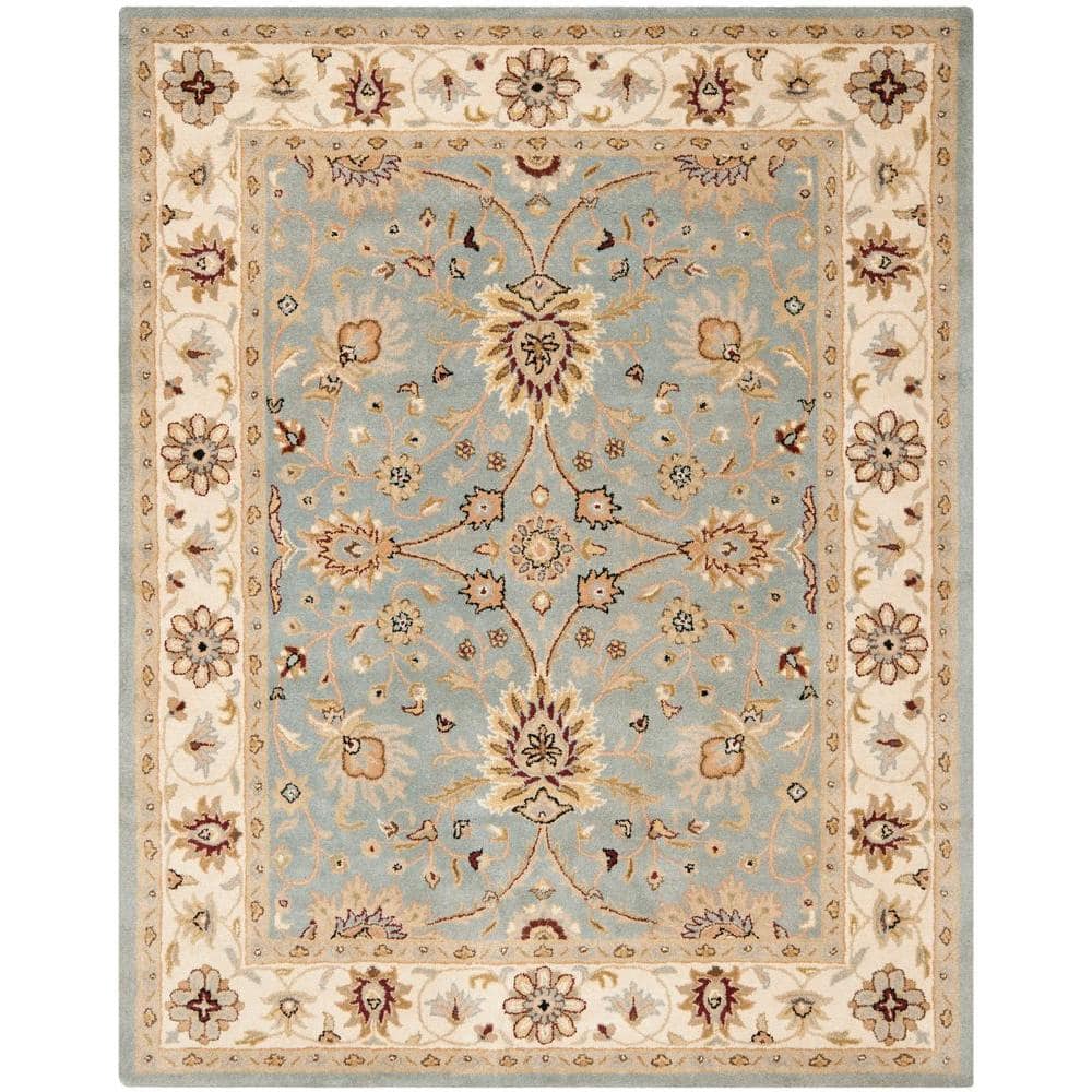 SAFAVIEH Antiquity Light Blue/Ivory 8 ft. x 11 ft. Border Area Rug ...