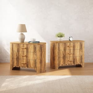 BYBLIGHT Fenley Brown 3 Drawers Oversized Nightstand 31.5 in.W Large ...