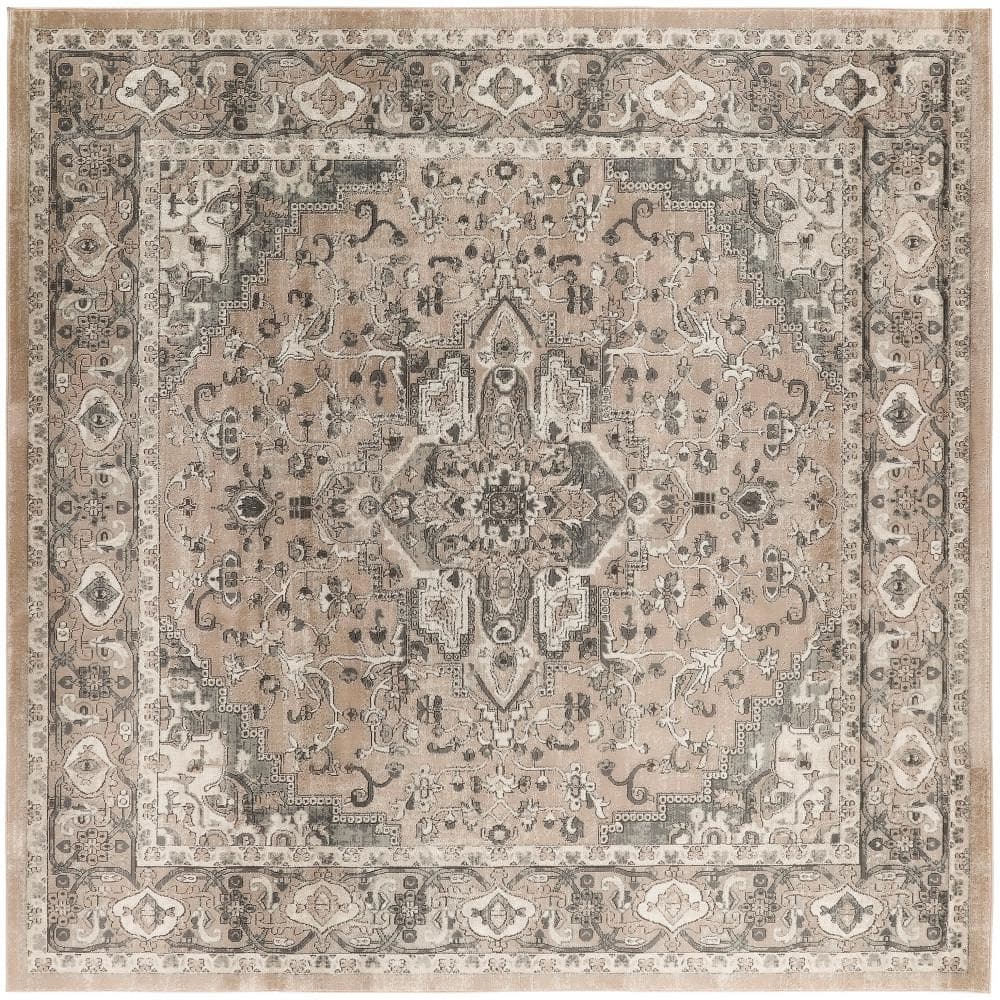Nourison Concerto Beige Grey 10 ft. x 10 ft. Center medallion ...