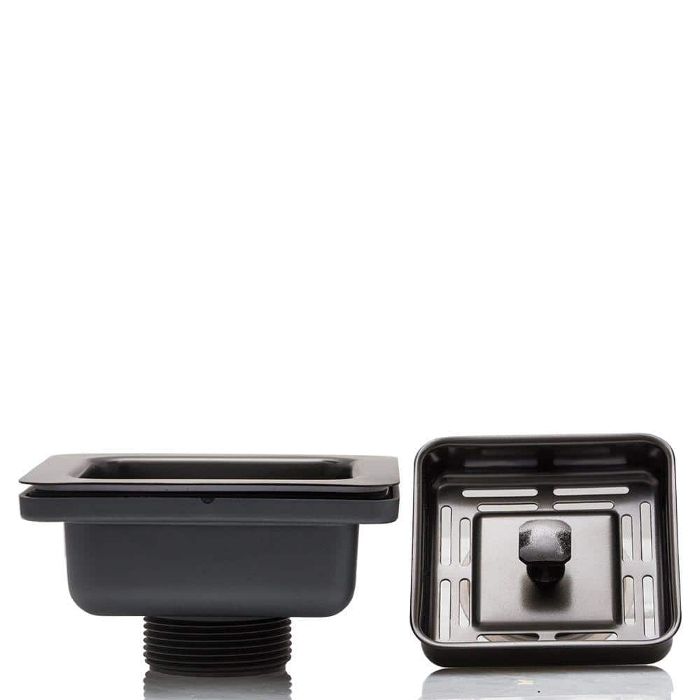 S STRICTLY KITCHEN + BATH Stainless Steel Square Strainer Drain SD-BLK ...