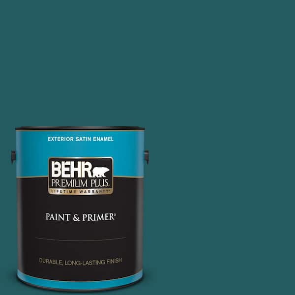 BEHR PREMIUM PLUS 1 gal. #S450-7 Tsunami Satin Enamel Exterior Paint ...