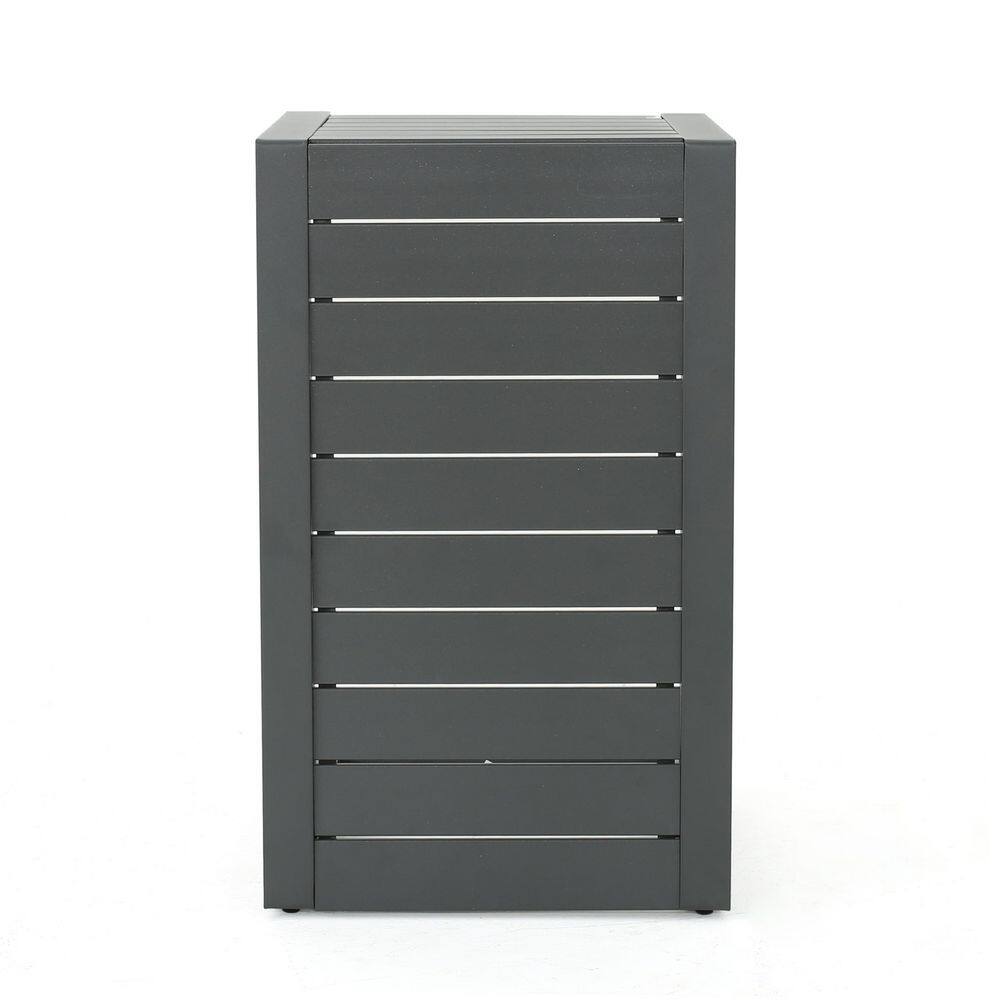 Modern Grey C-Shaped Metal Outdoor Side Table with Storage el990.00GRY ...