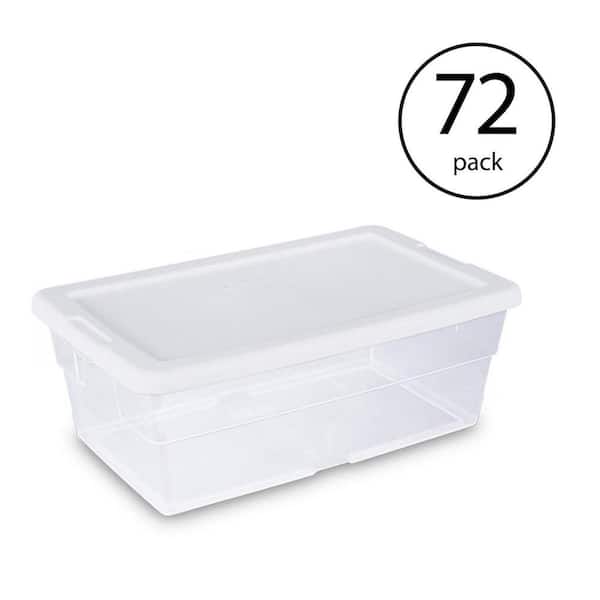 Sterilite 6 Quart Clear Stacking Closet Storage Tote Container w/ Lid ...