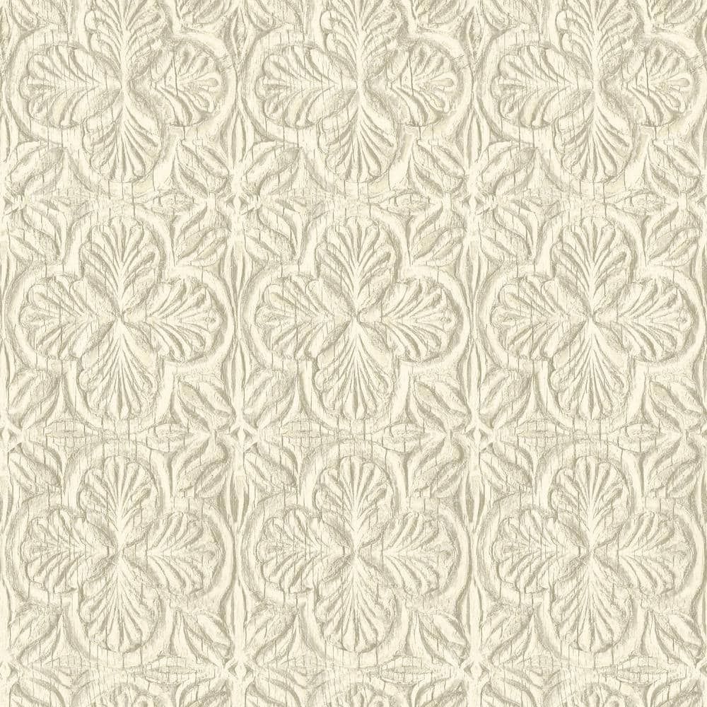 Chesapeake Karachi Wooden Damask White Prepasted Non Woven Wallpaper ...